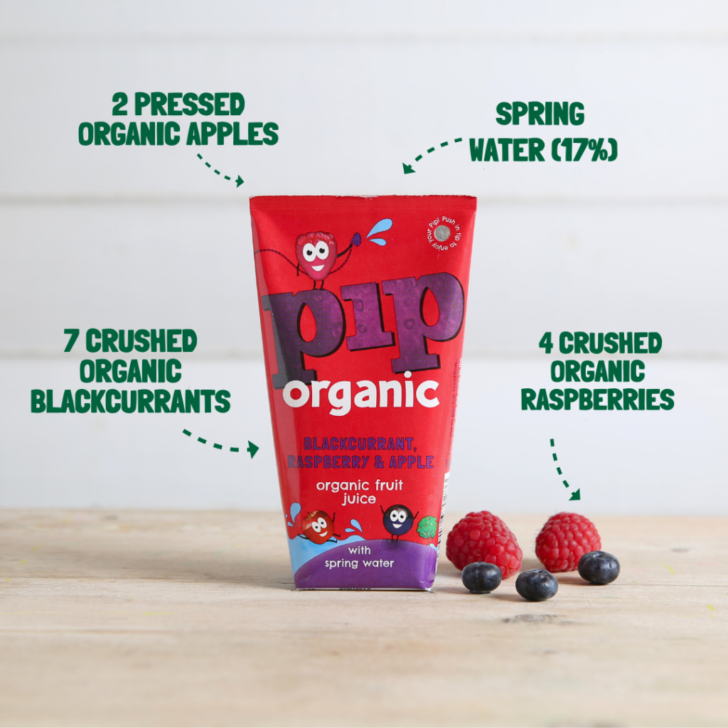 Blackcurrant, Raspberry & Apple Fruit Juice with Spring Water | Pip Organic